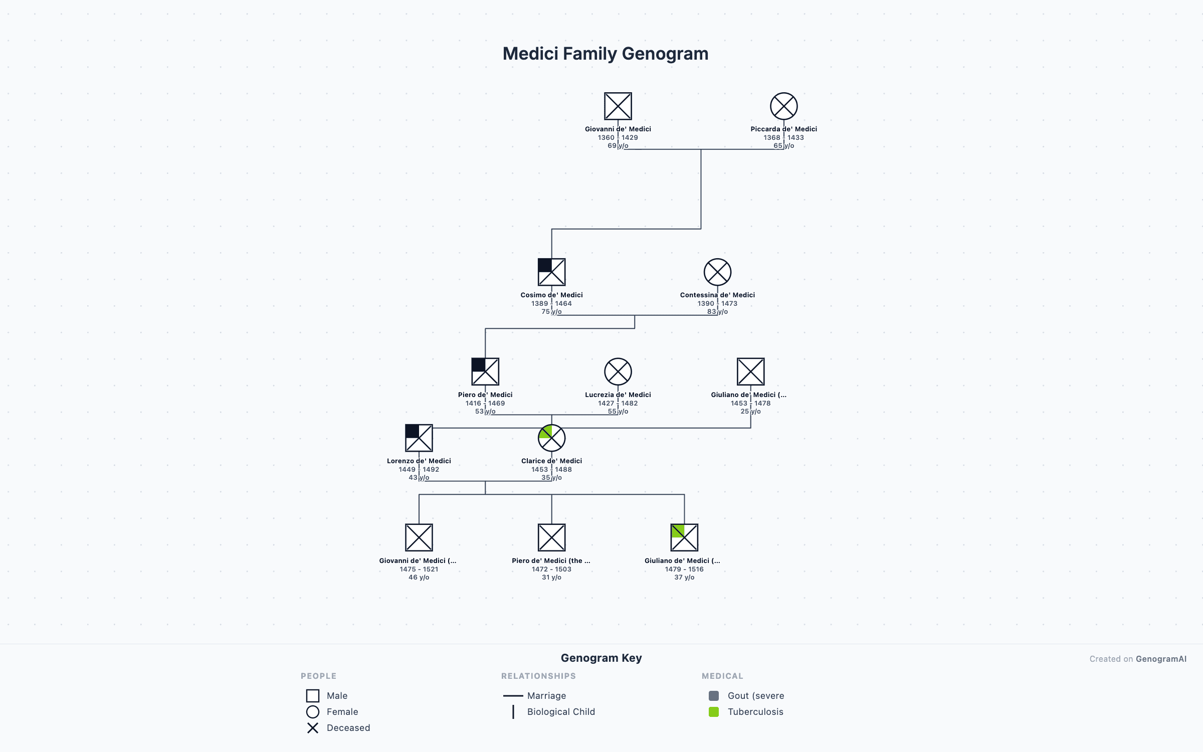 Medici Family Genogram | GenogramAI