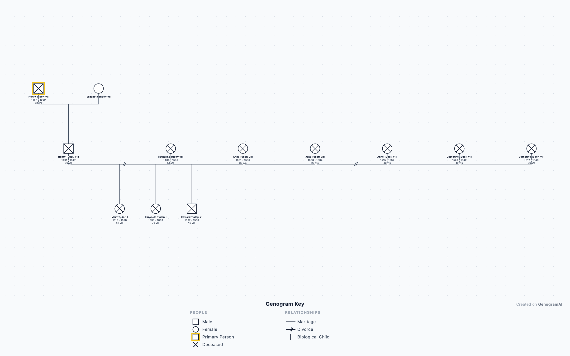 Henry VIII & His Six Wives Genogram: Family Tree & Patterns ...